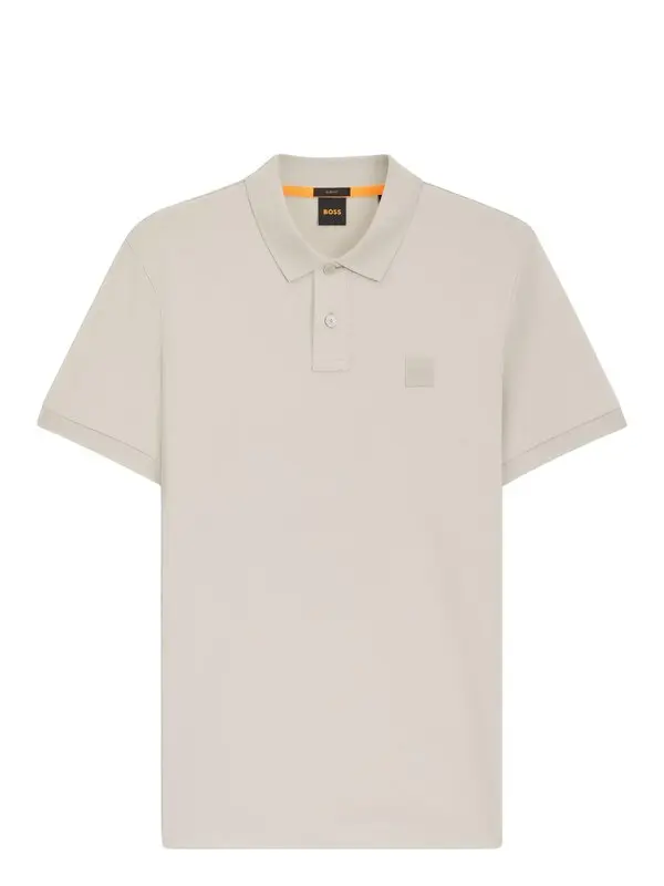 BOSS Stretch-cotton Slim-fit Polo Shirt With Logo Patch - Light Grey