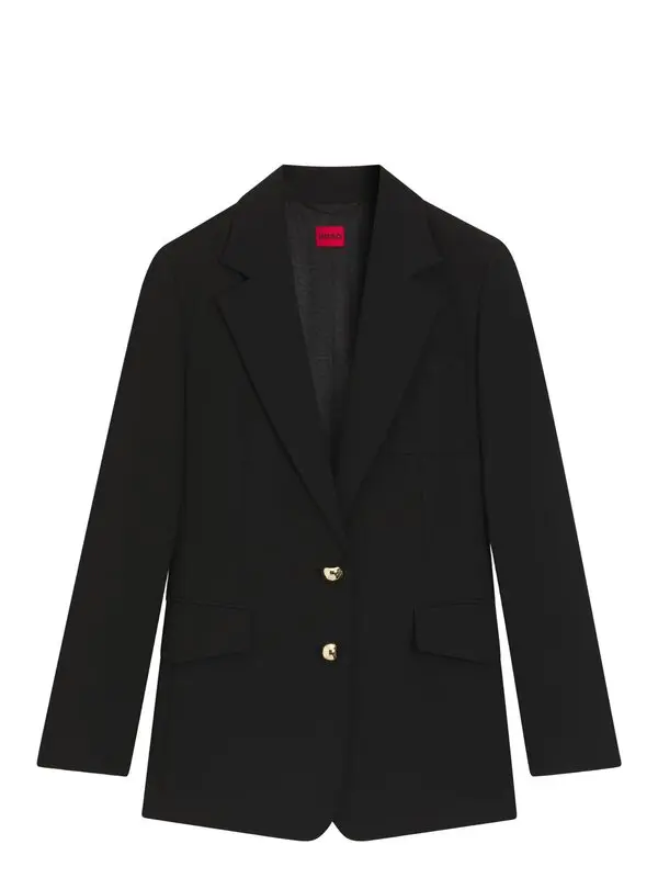 Hugo Regular-fit Blazer With Gold-tone Buttons - Black