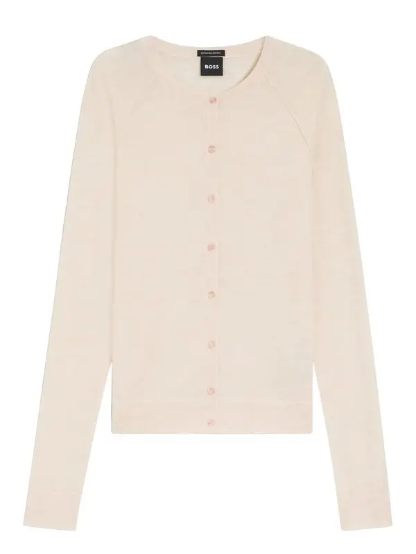 BOSS Superfine Merino Wool Cardigan - White