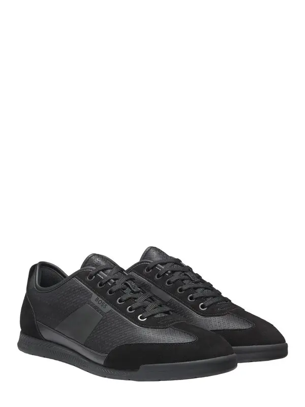 BOSS Low-top Trainers With Monogram Jacquard - Black