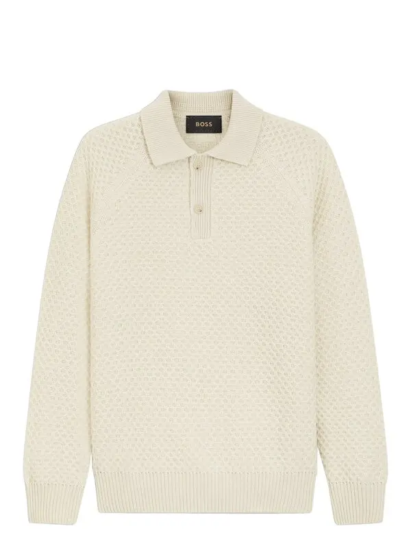 BOSS Cashmere Polo-collar Sweater - White