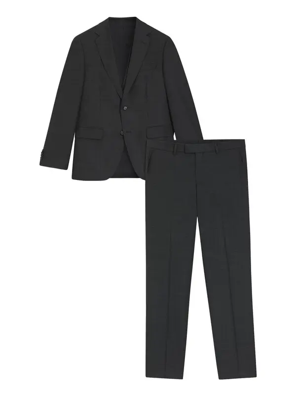 BOSS Three-piece Regular-fit Suit In Stretch Wool - Dark Grey