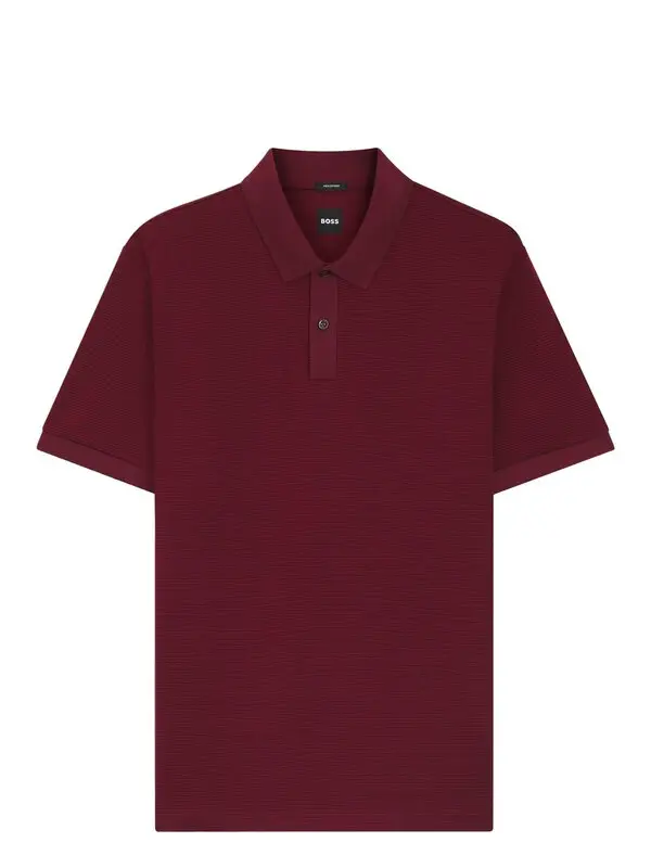 BOSS Micro-pattern Polo Shirt In Mercerised Cotton - Dark Red