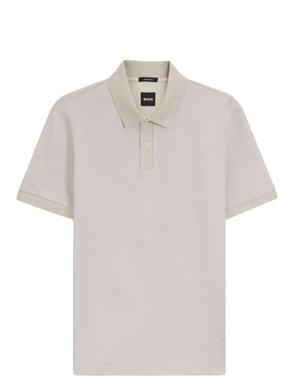 BOSS Micro-pattern Polo Shirt In Mercerised Cotton - White