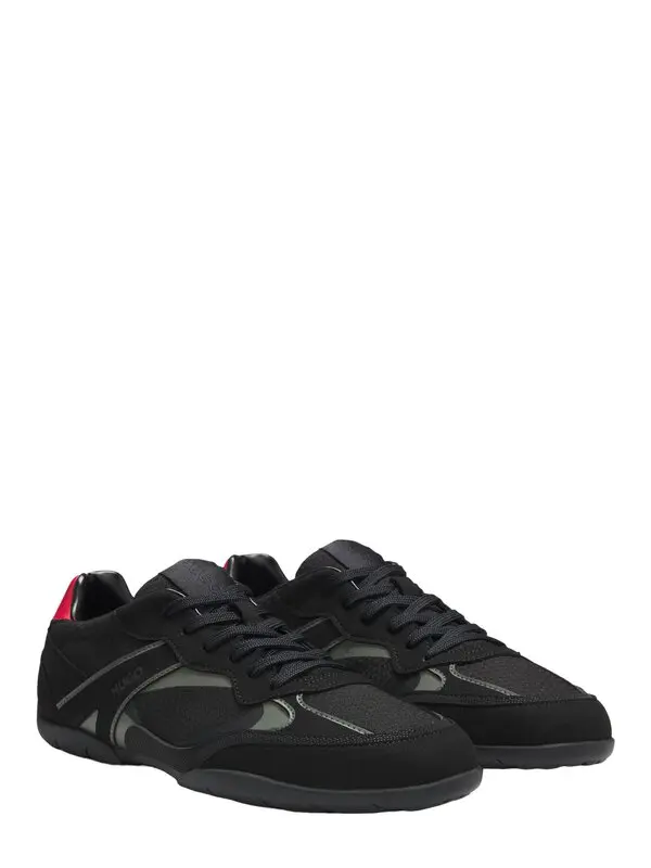 Hugo Trainers In Mesh And Faux Suede - Black