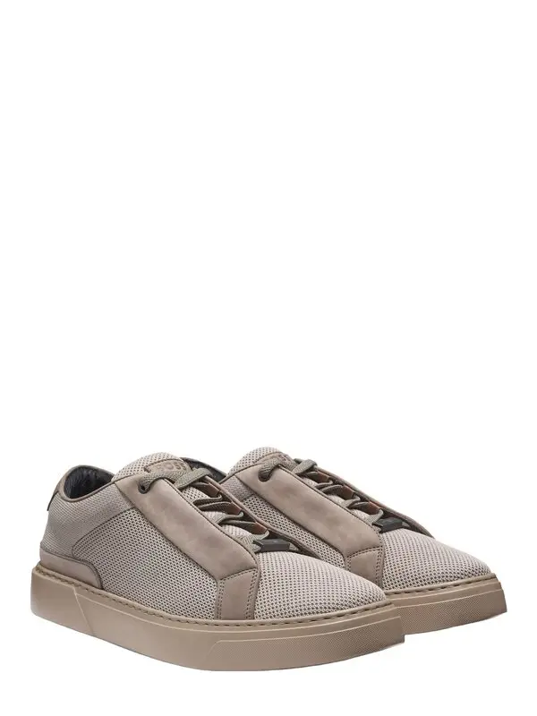 BOSS X Aston Martin Leather Trimmed Trainers - Light Grey