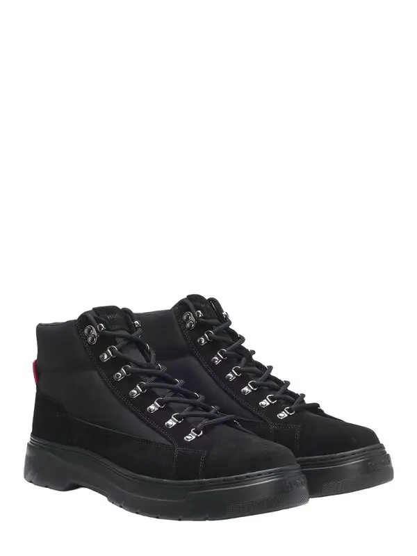 Hugo Canvas Boots With Suede Trims - Black