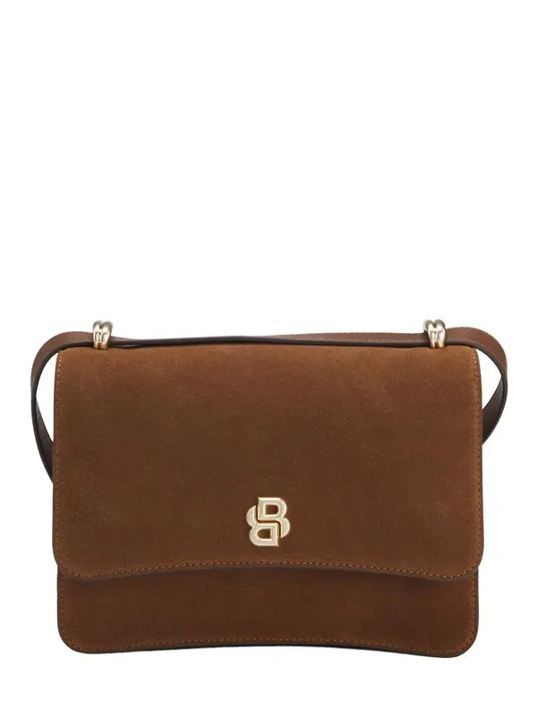 BOSS Suede Crossbody Bag With Monogram - Brown