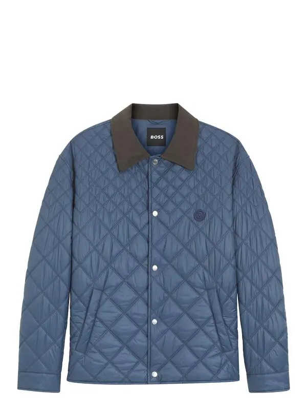 BOSS Water-repellent Jacket With Mixed Quilting - Light Blue