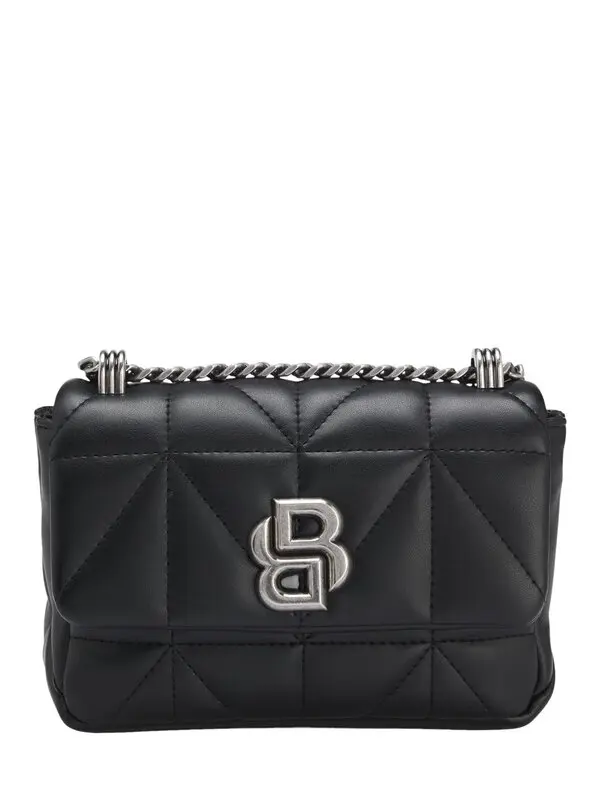BOSS Small Quilted Shoulder Bag With Monogram - Black