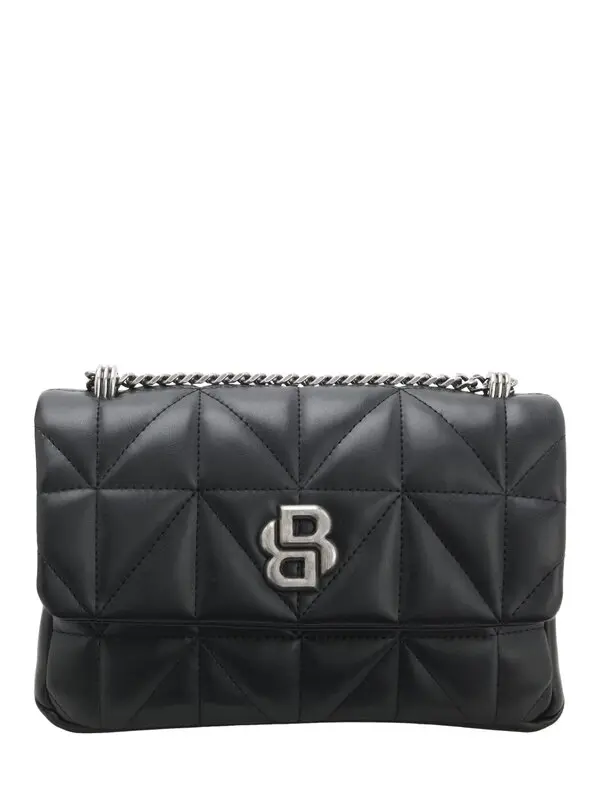 BOSS Quilted Shoulder Bag With Double B Monogram - Black
