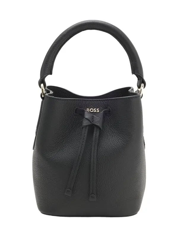 BOSS Logo-lettering Leather Bucket Bag - Black