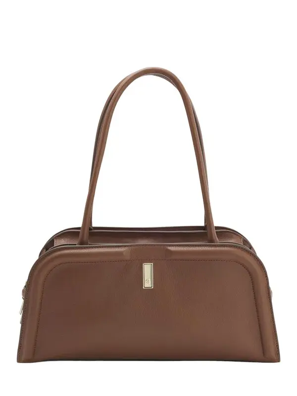 BOSS Leather Bowling Bag With Monogram - Brown