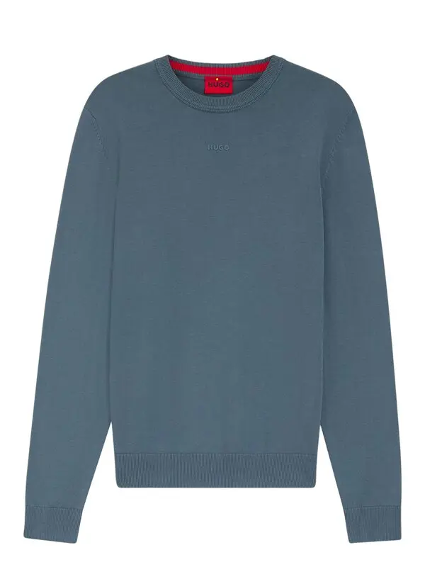 Hugo Logo-detail Cotton Sweater - Light Blue