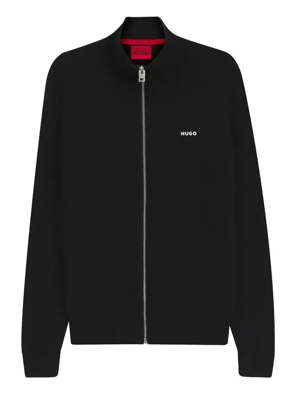 Hugo Logo-detail Knit Jacket - Black