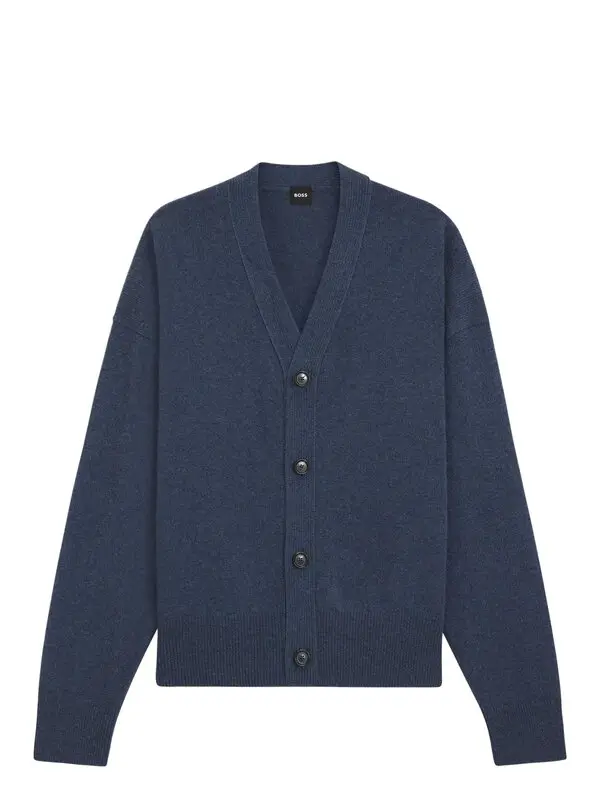 BOSS Relaxed-fit Virgin Wool Cardigan - Light Blue
