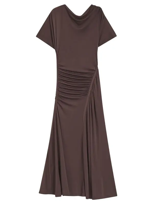 BOSS Slim-fit Gathered-detail Dress - Dark Brown