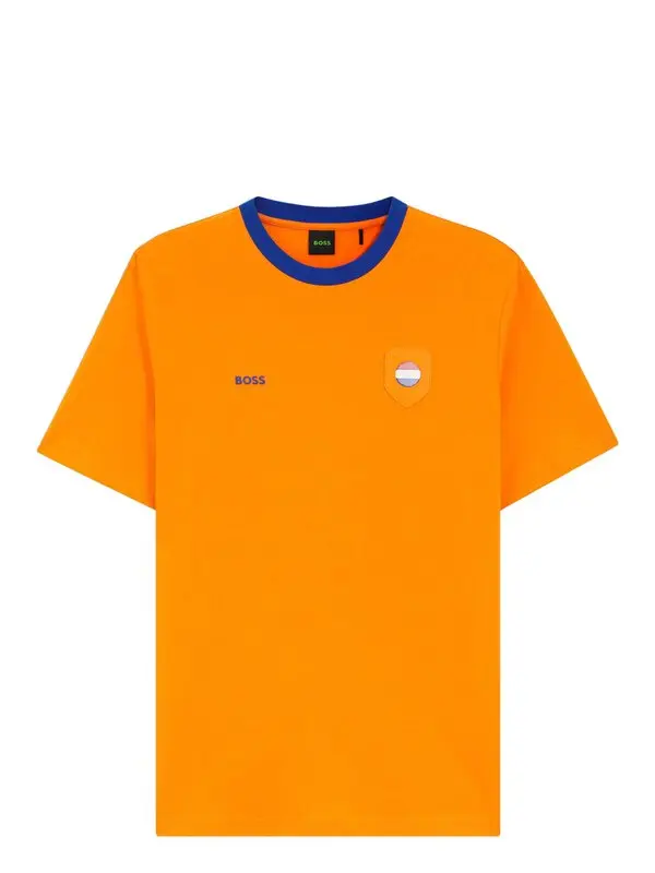 BOSS Stretch-cotton T-shirt With Country Flag And Logo - Netherlands