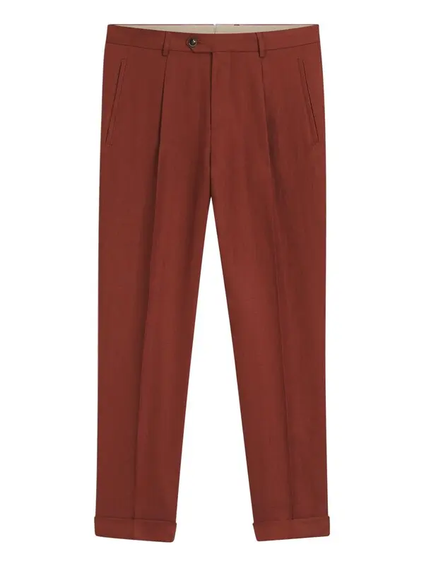 BOSS Regular-fit Linen Trousers - Brown