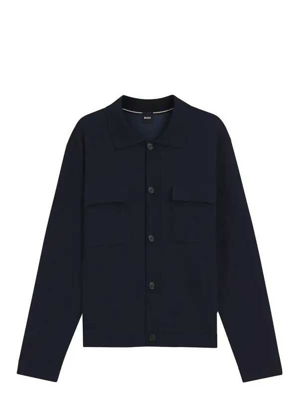 BOSS Regular-fit Cotton Knit Overshirt - Dark Blue