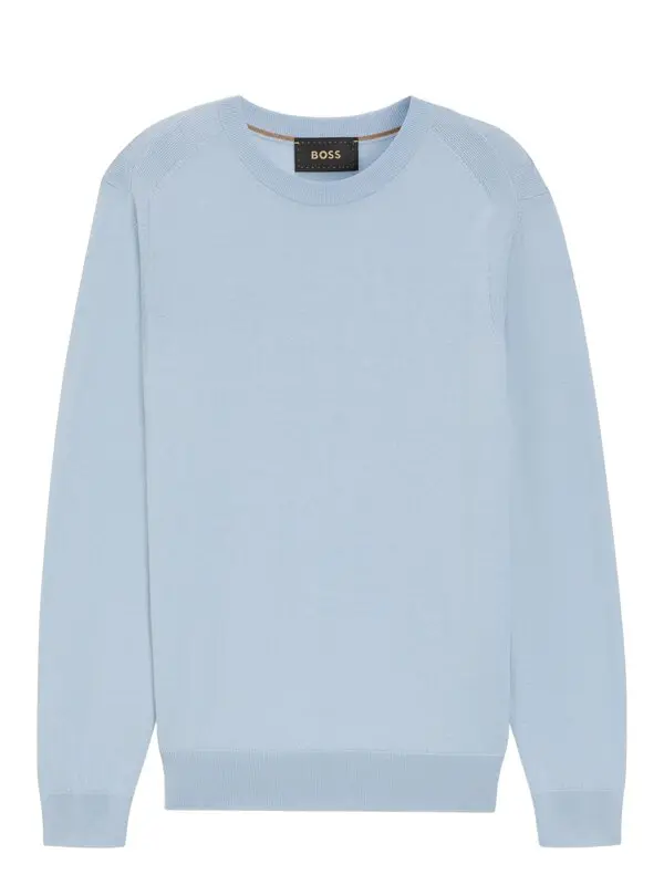 BOSS Knitted Wool-blend Sweater - Light Blue
