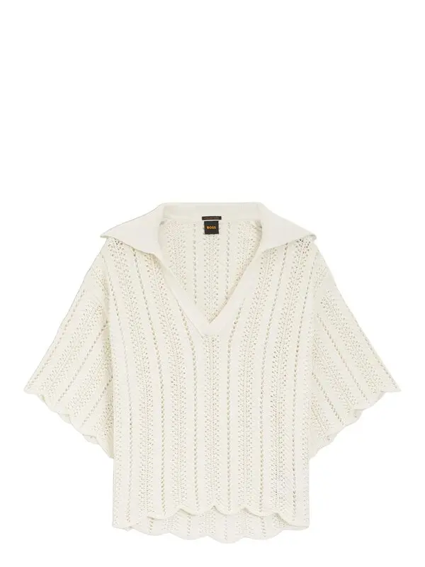 BOSS Cotton-blend Wave Structure Sweater - White
