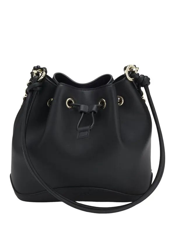 Hugo Faux-leather Bucket Bag With Straps - Black