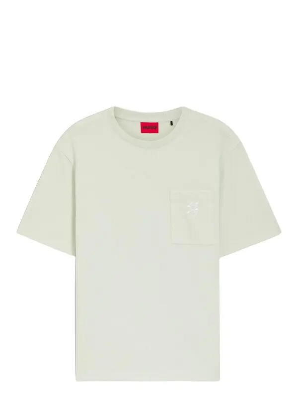 Hugo Cotton-jersey T-shirt With Embroidered Logo - Light Green