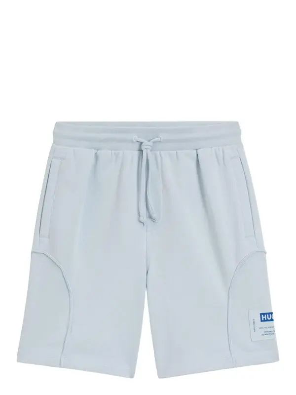 Hugo Cotton Blend Logo-label Shorts - Light Blue