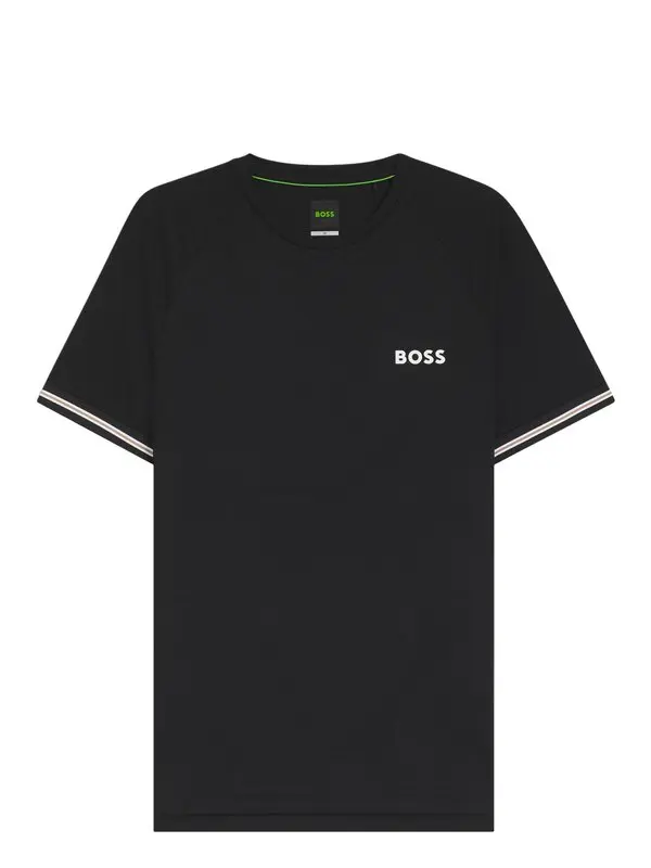 BOSS Active Slim-fit T-shirt With Tennis-ball Eming - Black