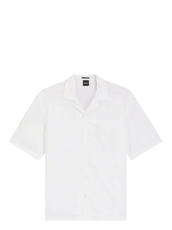 BOSS Relaxed-fit Shirt In Floral-embroidered Cotton - White