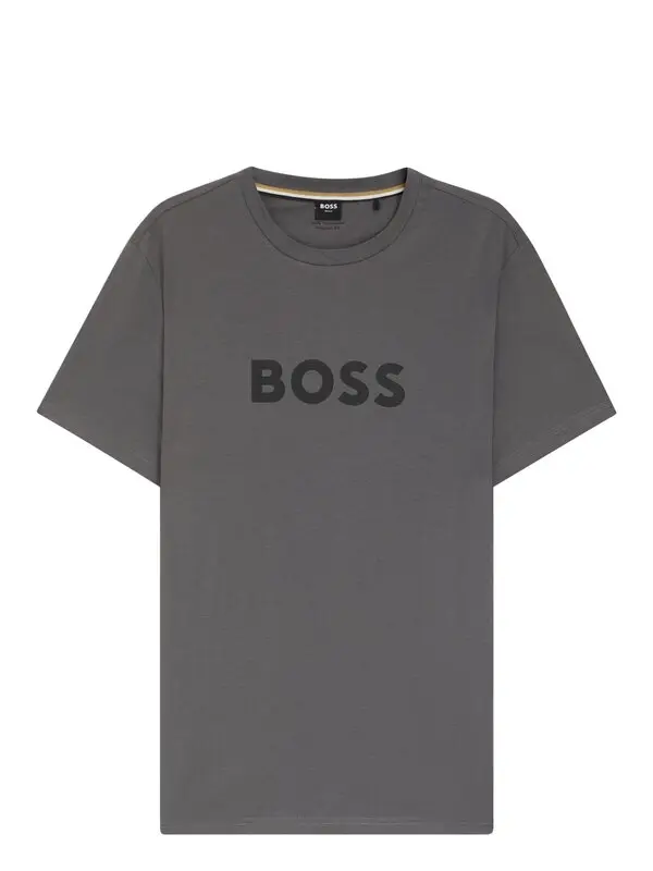 BOSS Cotton-jersey T-shirt With Logo Print - Dark Grey