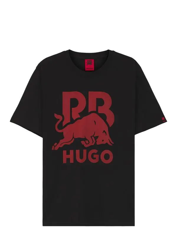 Hugo X Rb Cotton T-shirt With Bull Motif - Black