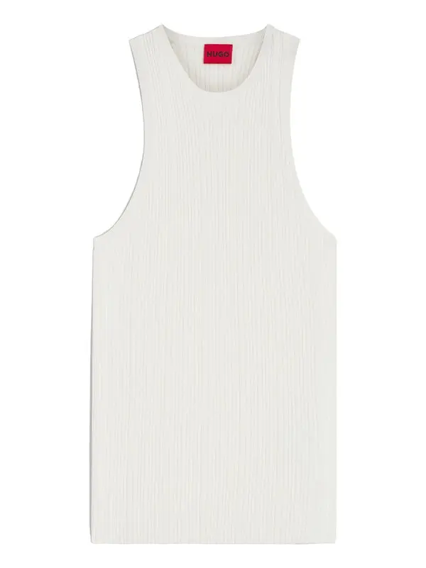 Hugo Sleeveless Top With Irregular Rib - White