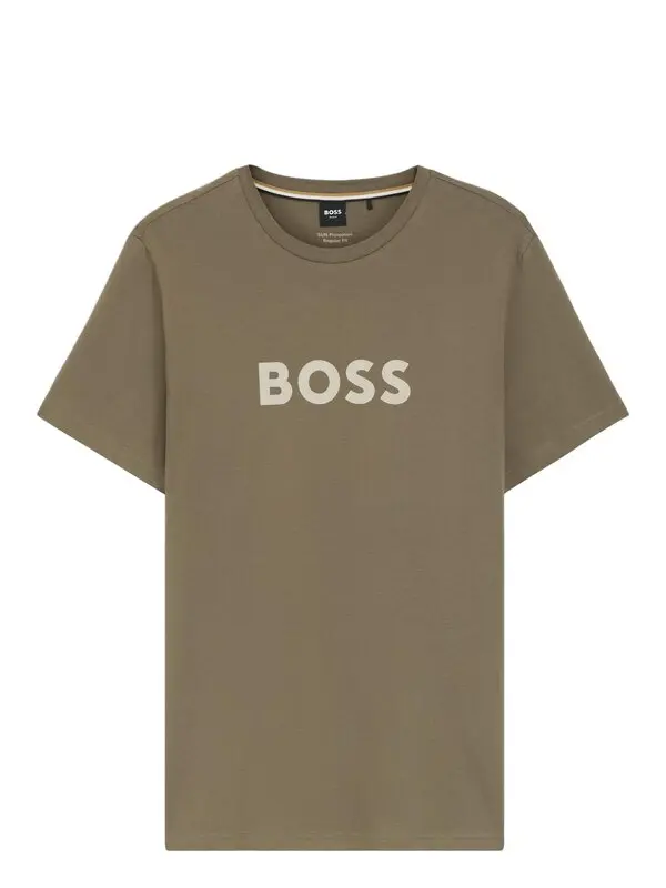 BOSS Cotton-jersey T-shirt With Logo Print - Light Brown