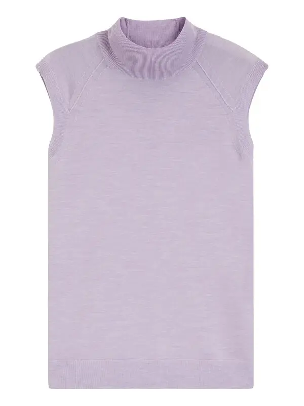 BOSS Sleeveless Merino Wool Mock Neck Top - Light Purple