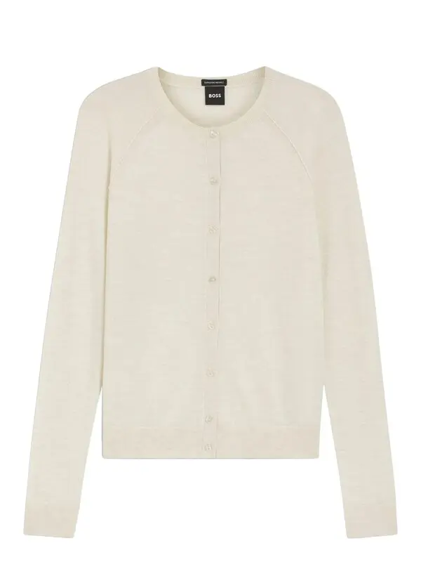BOSS Superfine Merino Wool Cardigan - White