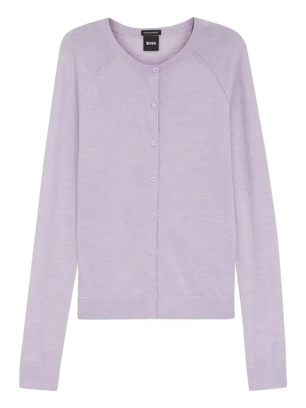 BOSS Superfine Merino Wool Cardigan - Light Purple