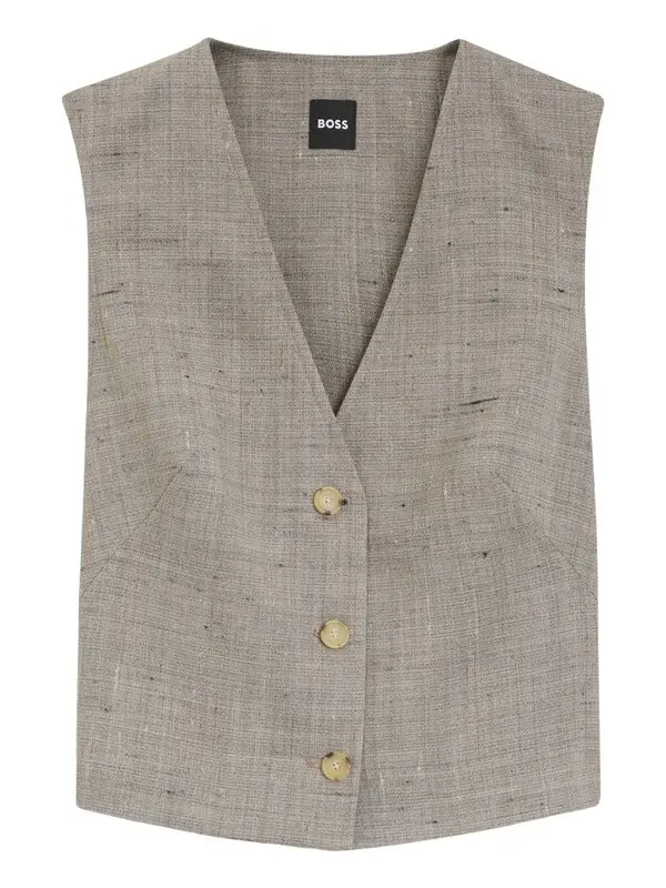 BOSS Wool Blend Cropped Waistcoat - Patterned