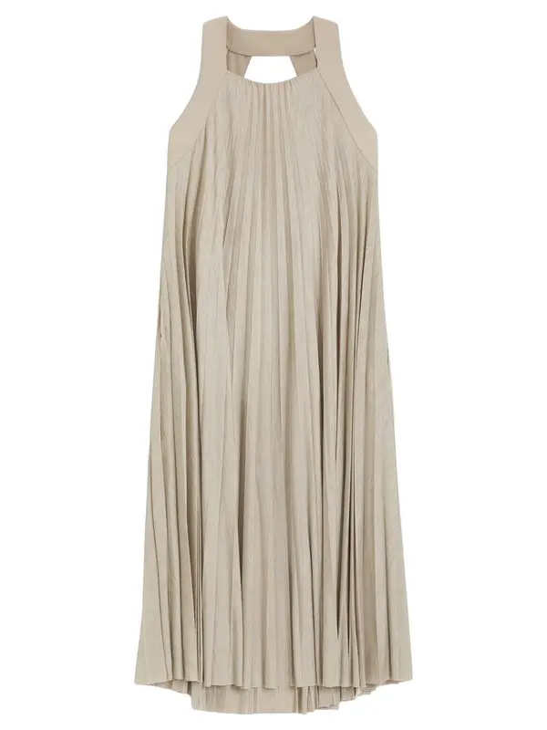 BOSS Plissé-pleat Halterneck Dress - Light Beige