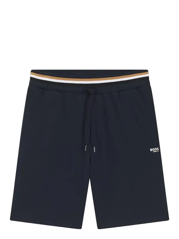 BOSS Logo-print Cotton Terry Shorts - Dark Blue