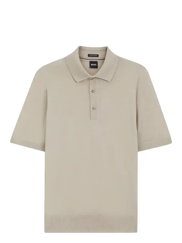 BOSS Knit Polo In Virgin Wool - Light Beige