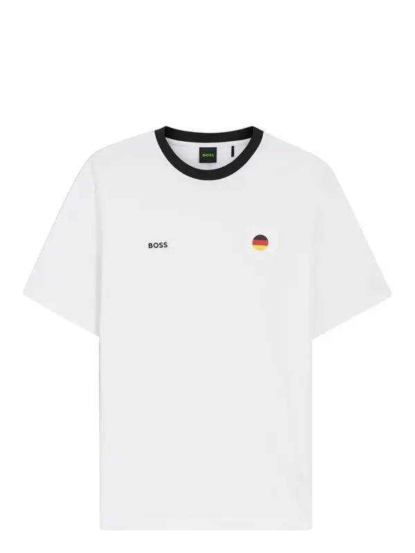 BOSS Stretch-cotton T-shirt With Country Flag And Logo - Germany White