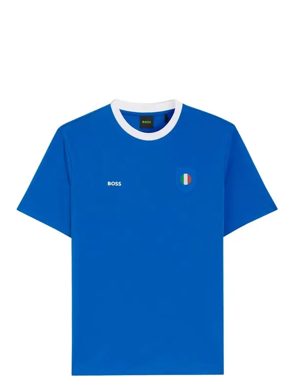 BOSS Stretch-cotton T-shirt With Country Flag And Logo - Italy