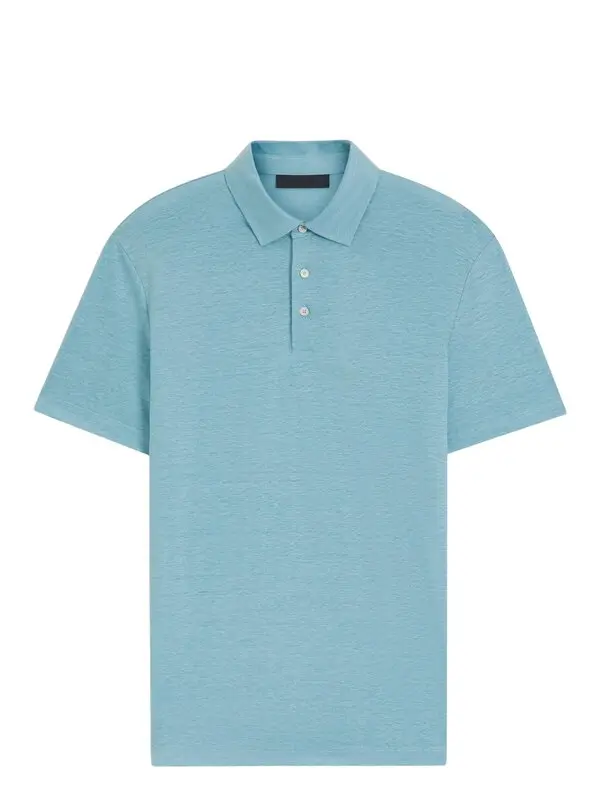 BOSS By Beckham Polo Shirt In Linen - Light Blue
