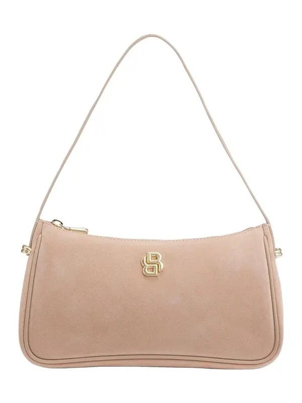 BOSS Suede Shoulder Bag With Monogram - Light Red