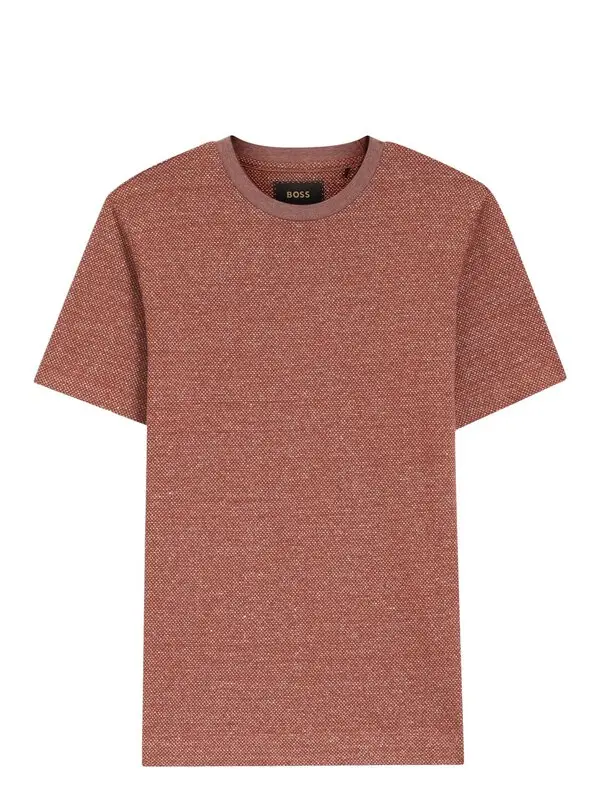 BOSS Mouline T-shirt In Cotton - Brown