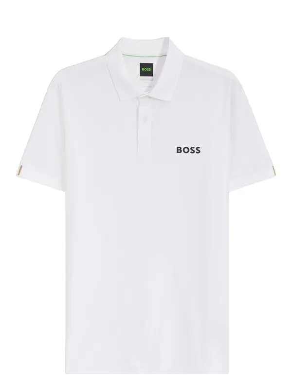 BOSS Active Stripe-jersey Slim-fit Polo Shirt With Four-way Stretch - White