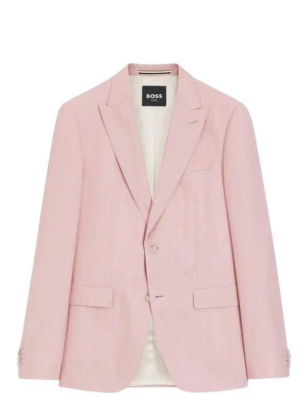 BOSS One Slim-fit Jacket In Virgin Wool - Light Pink