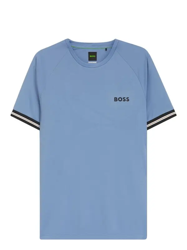BOSS Active Slim-fit T-shirt With Tennis-ball Eming - Light Blue